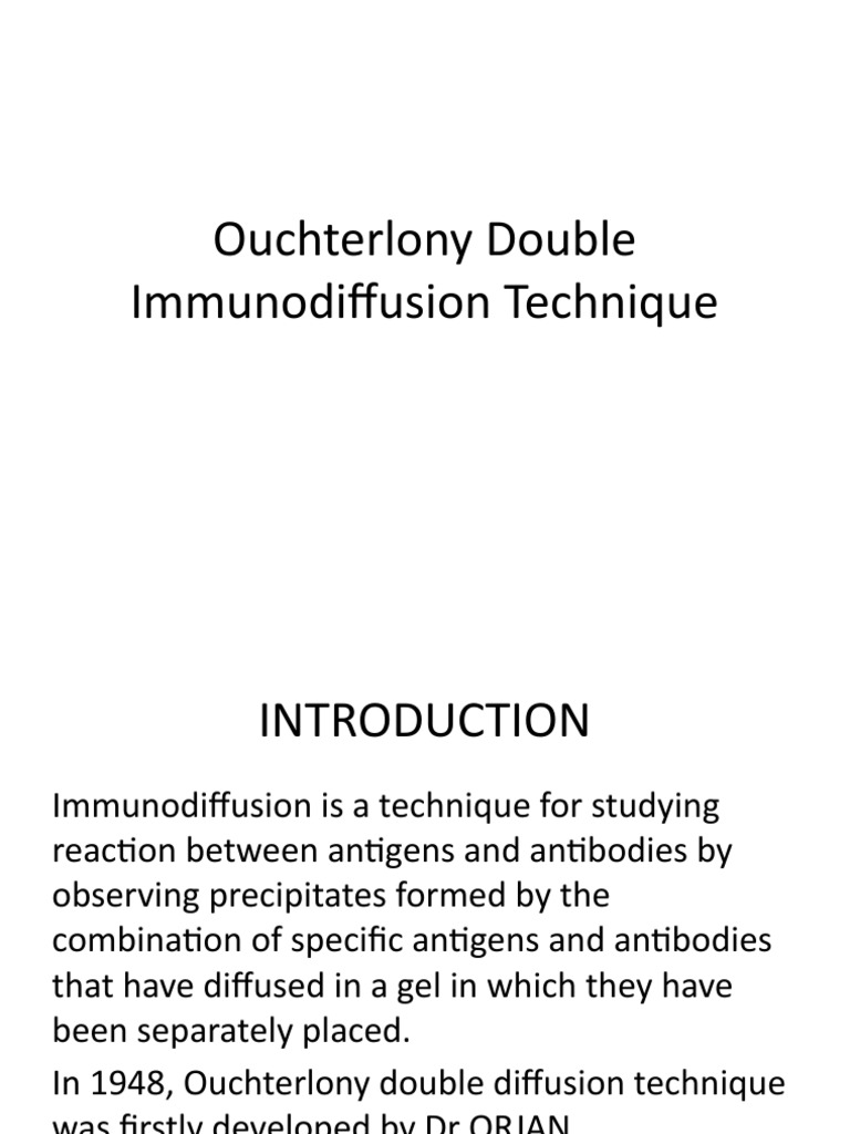 Ouchterlony Double Immunodiffusion Guide | PDF | Science & Mathematics