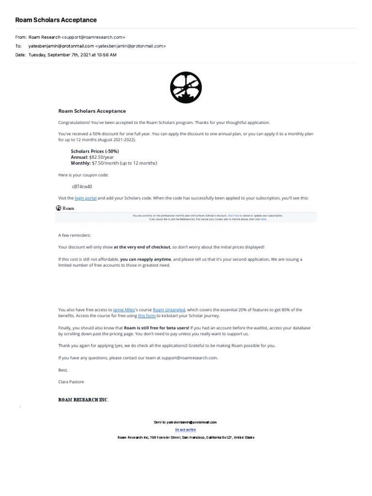 Roam Scholars Acceptance | Download Free PDF | Information Technology ...