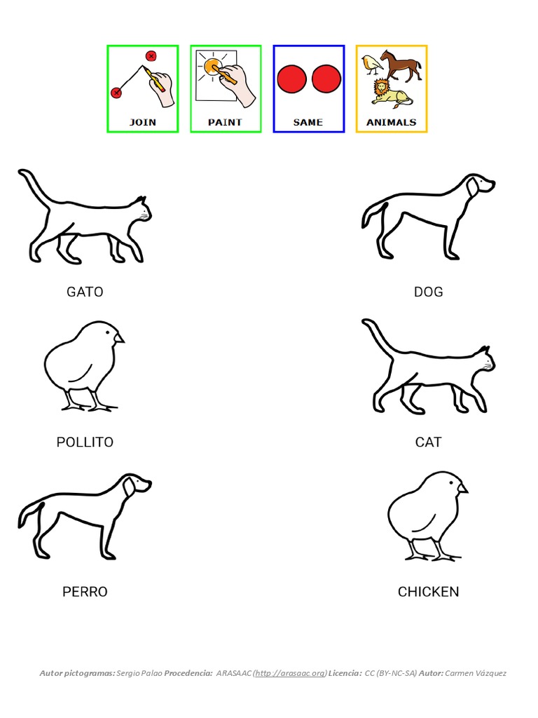 Pictogramas de Animales en Inglés | PDF