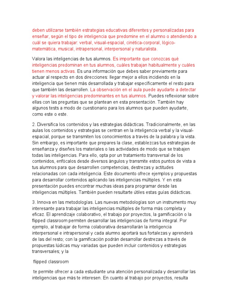 Estrategias para El Desarrollo de Inteligencias Multiples | PDF | Evaluación | Aprendizaje