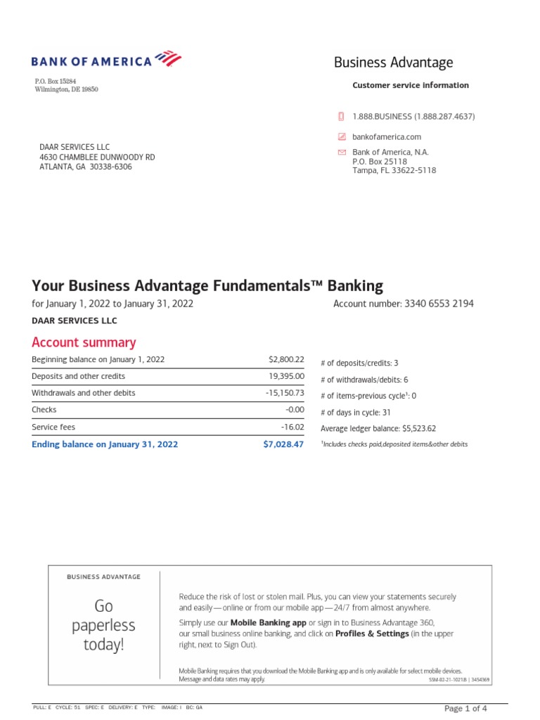 Your Business Advantage Fundamentals™ Banking: Account Summary | PDF | Overdraft | Transaction ...