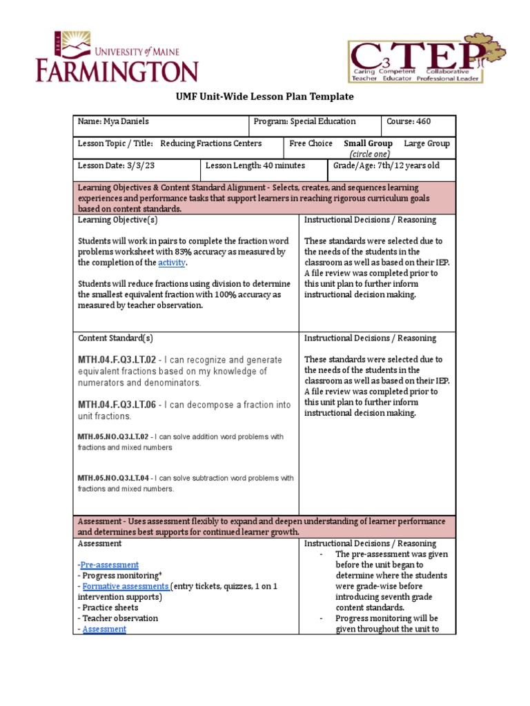 Sed 460 Reducing Centers - Mya Daniels | PDF | Learning | Educational ...