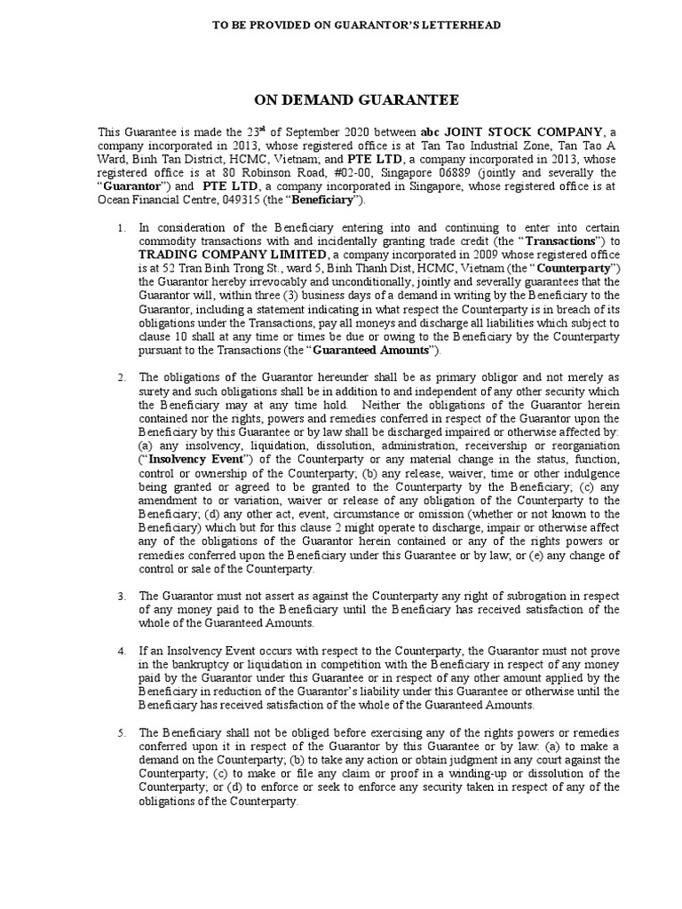 ON DEMAND GUARANTEE [Song ngữ] | PDF