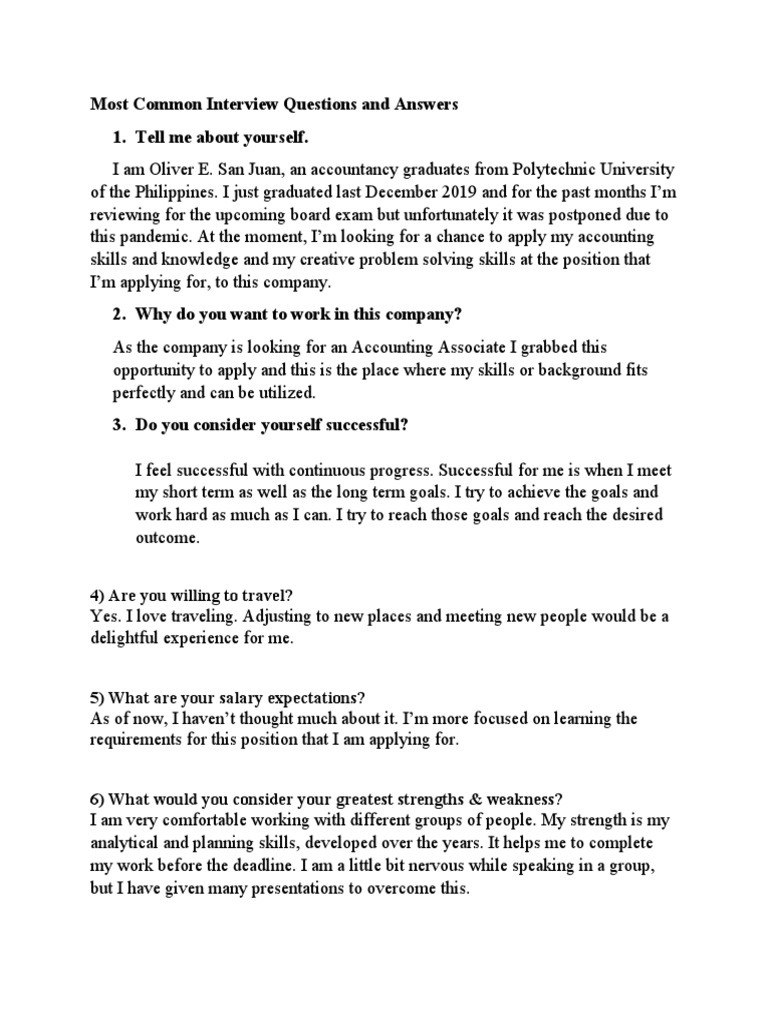 Most Common Interview Questions and Answers | PDF | Employment | Knowledge