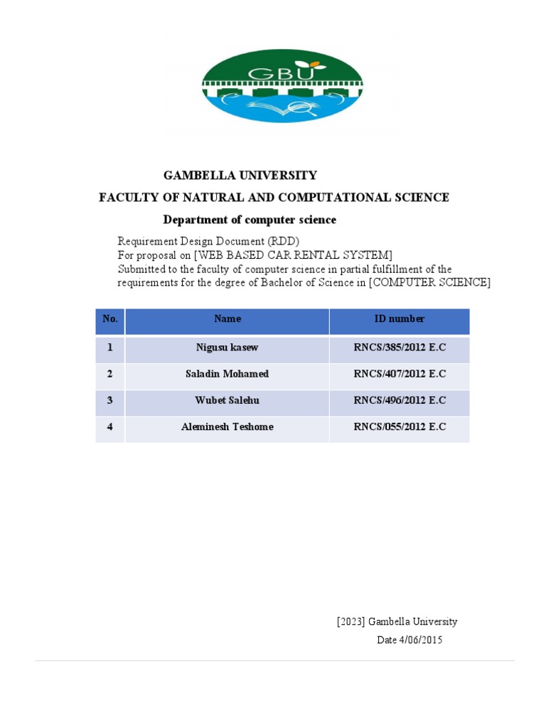 Gambella University Faculty of Natural and Computational Science ...