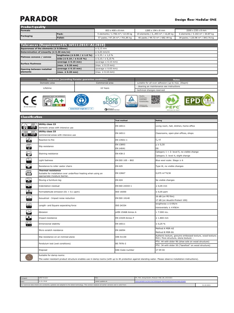 technicky-list-modular-one-en | PDF | Building Engineering | Materials
