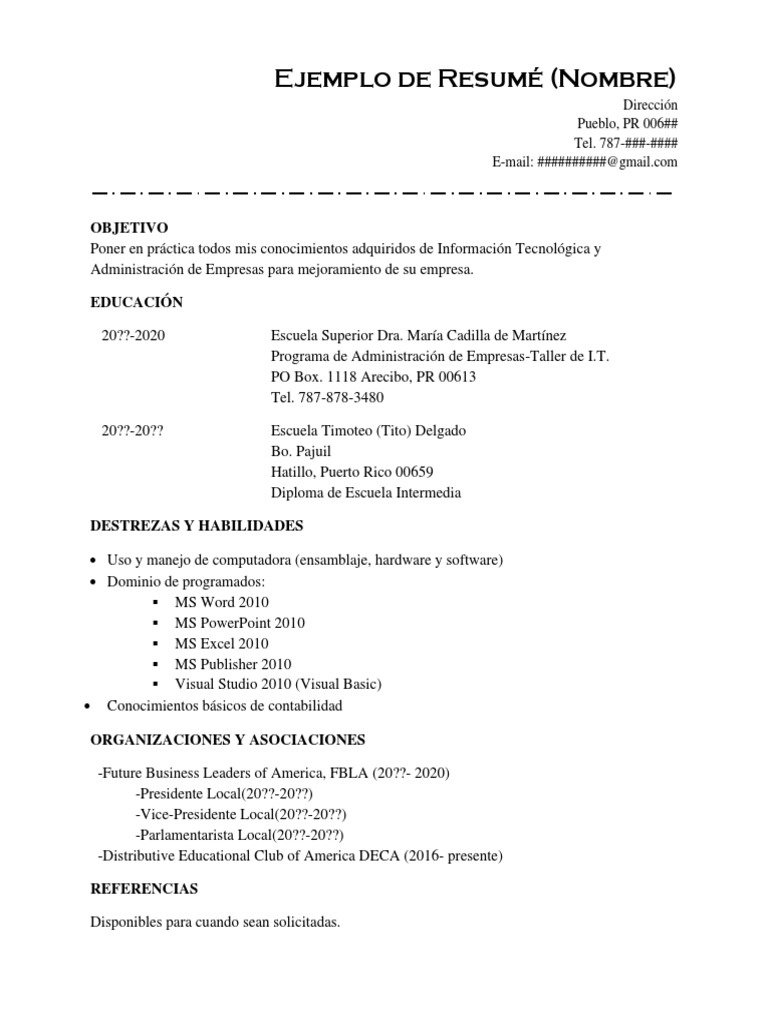 Ejemplo de Resume | PDF