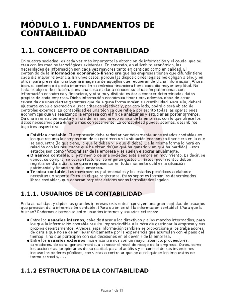 Modulo 1 Fundamentos de Contabilidad | PDF | Contabilidad | Estado financiero