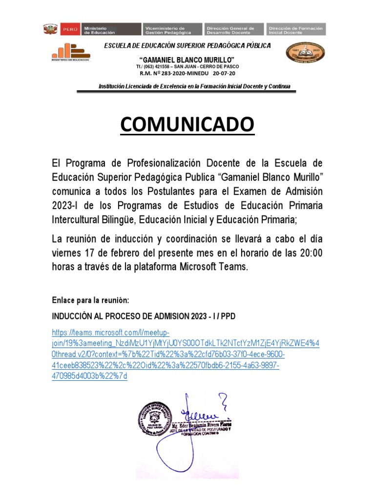 Comunicado: "Gamaniel Blanco Murillo" | PDF