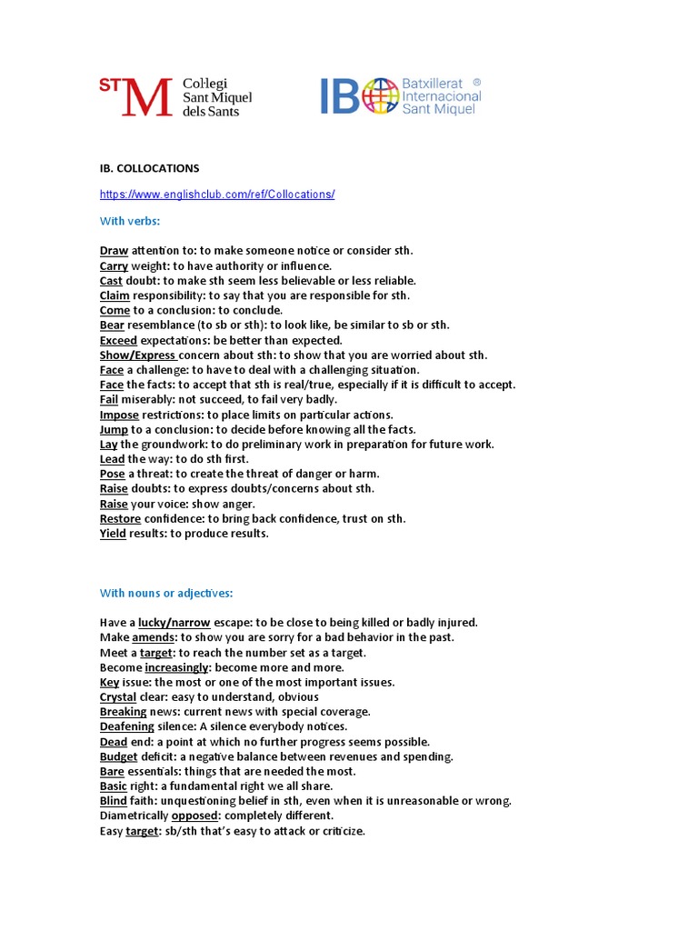 Collocations C1 Keys | PDF | Psychology