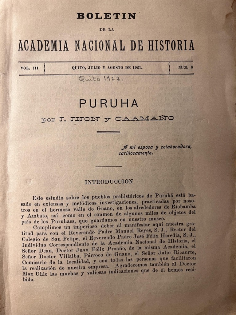 Puruhá: Contribución Al Conocimiento de Los Aborígenes de La Provincia ...