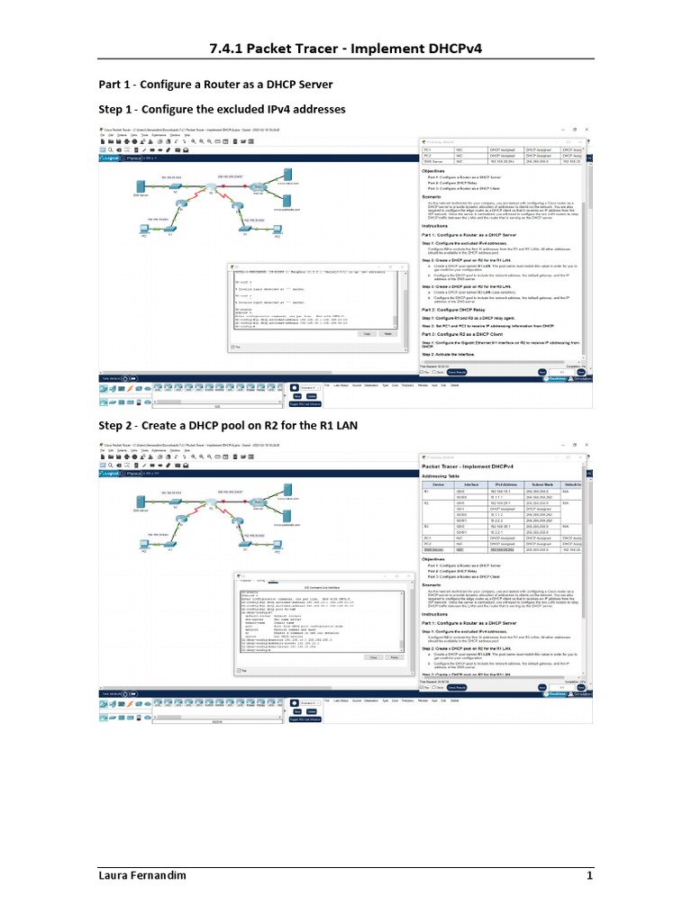 7.4.1 Packet Tracer - Implement DHCPv4 | PDF