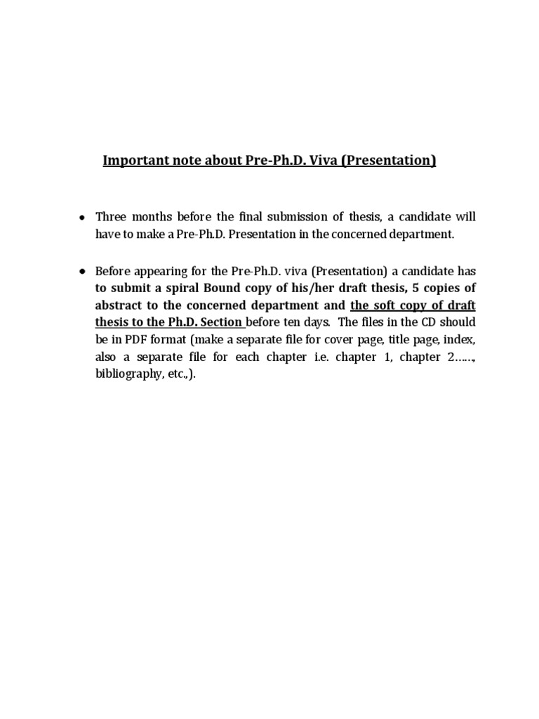 Important Note About Pre-Ph.D. Viva (Presentation) | PDF