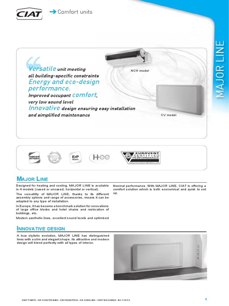 CIAT Podplafonski MJLINE | PDF | Air Conditioning | Electric Motor