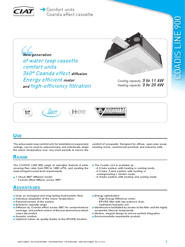 CIAT Coadis - Line - 900 KASETA | PDF | Air Conditioning | Electric Motor