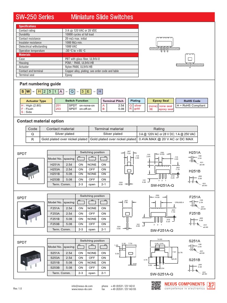 SW-250 Rev.1.0 | PDF | Switch | Secondary Sector Of The Economy