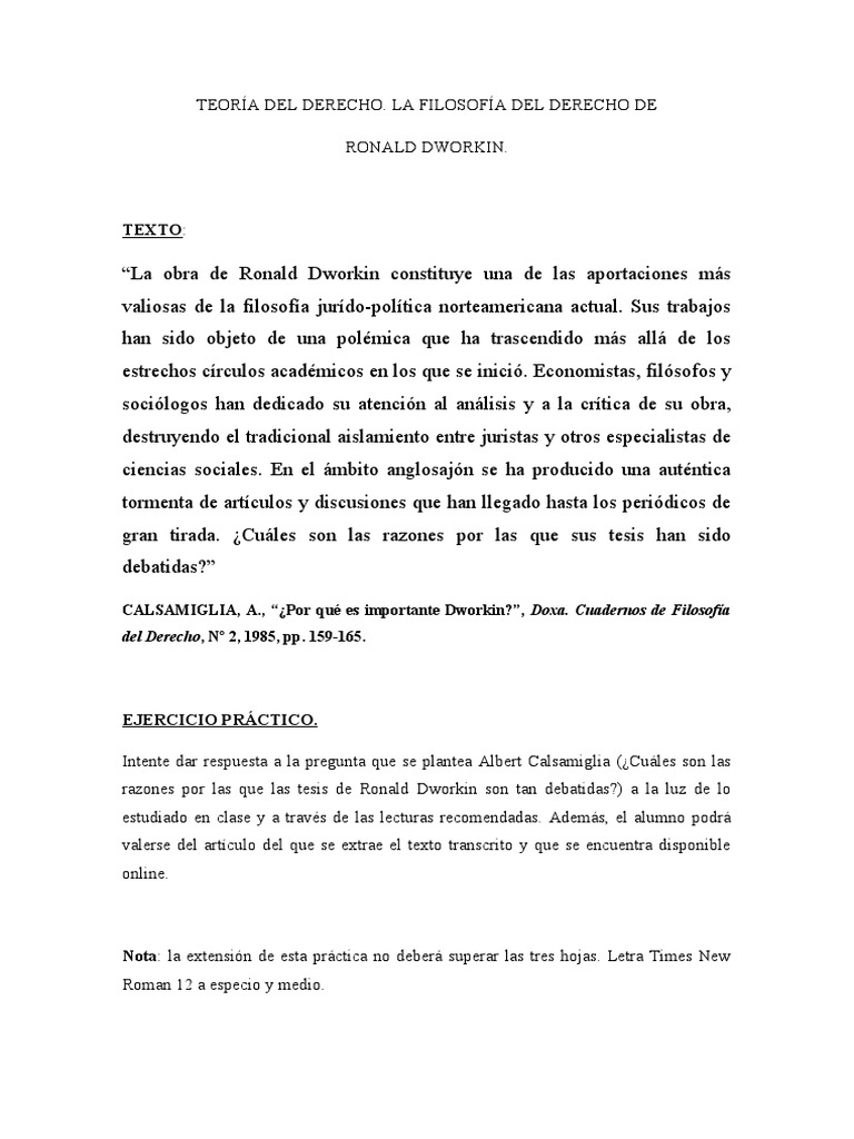 Práctica Sobre R. Dworkin-2 | PDF