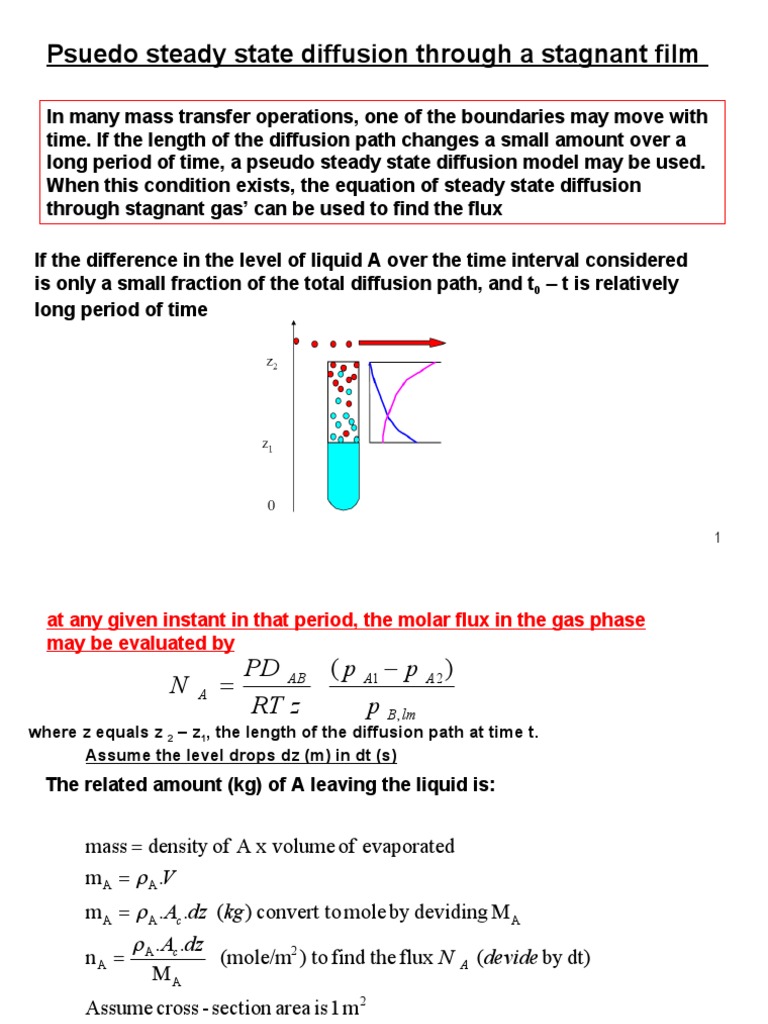Psuedo Steady State Diffusion Through A Stagnant Film | PDF | Science & Mathematics