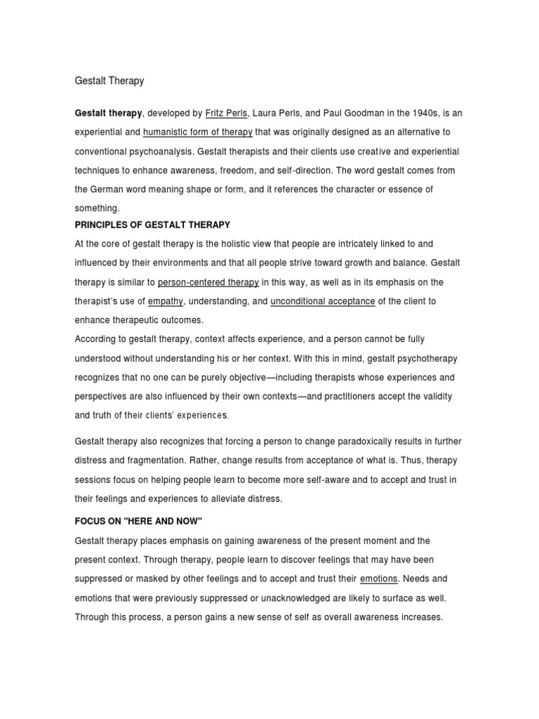 Gestalt Therapy Pdf Psychotherapy Gestalt Therapy