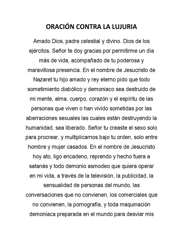 Oración Contra La Lujuria | PDF