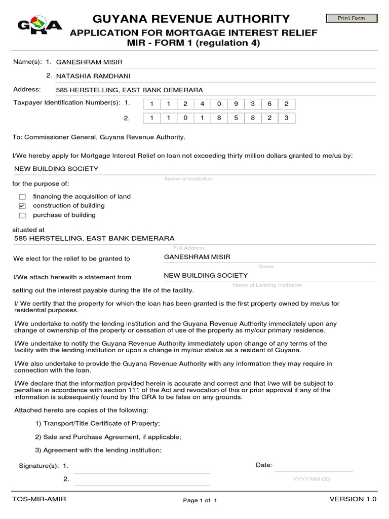 Application forMIR-Form1 | Download Free PDF | Loans | Mortgage Loan