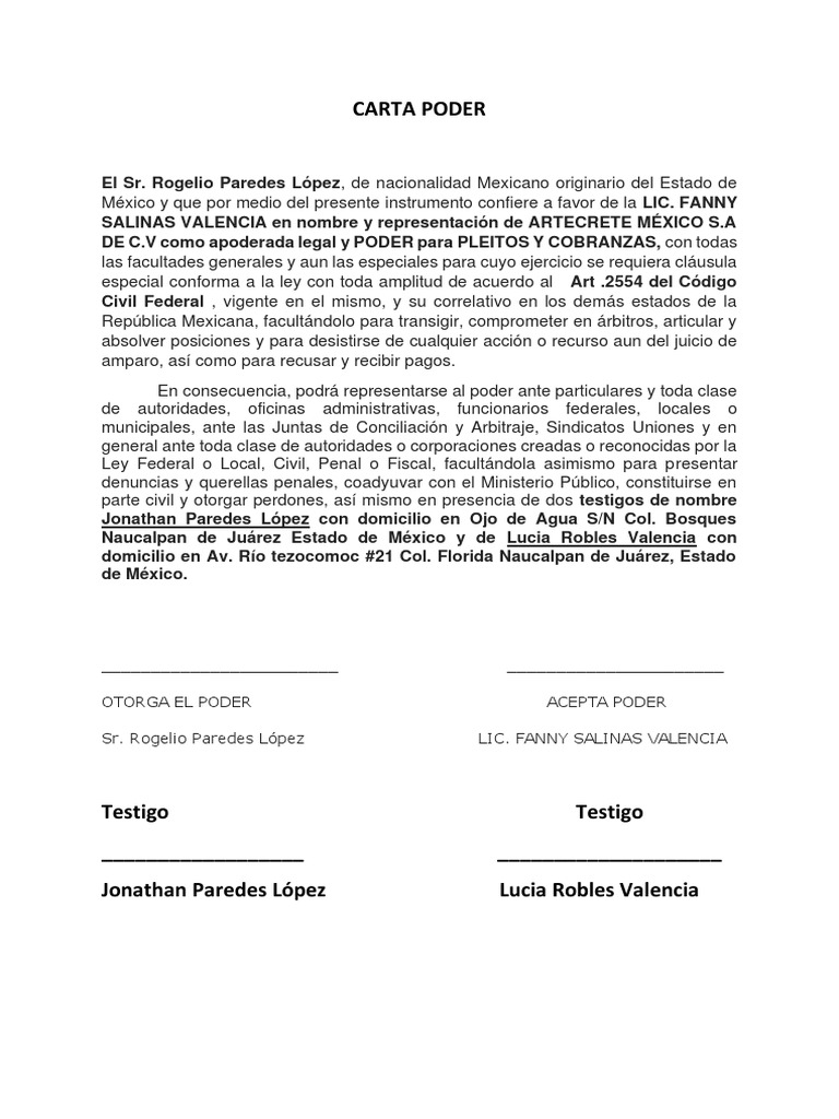 Carta Poder Mercantil | PDF