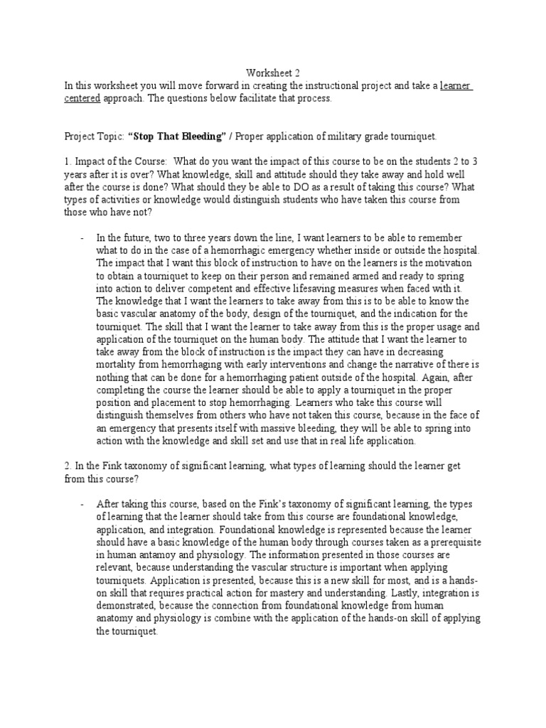 Worksheet 2 - Instructional Methods | PDF