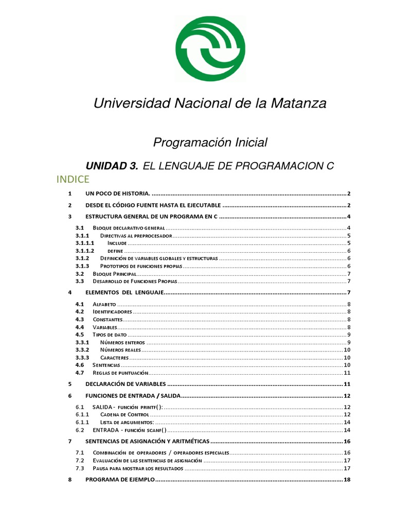 Unidad 3 - El Lenguaje de Programacion C - v2301 | PDF | Programación | Programa de computadora