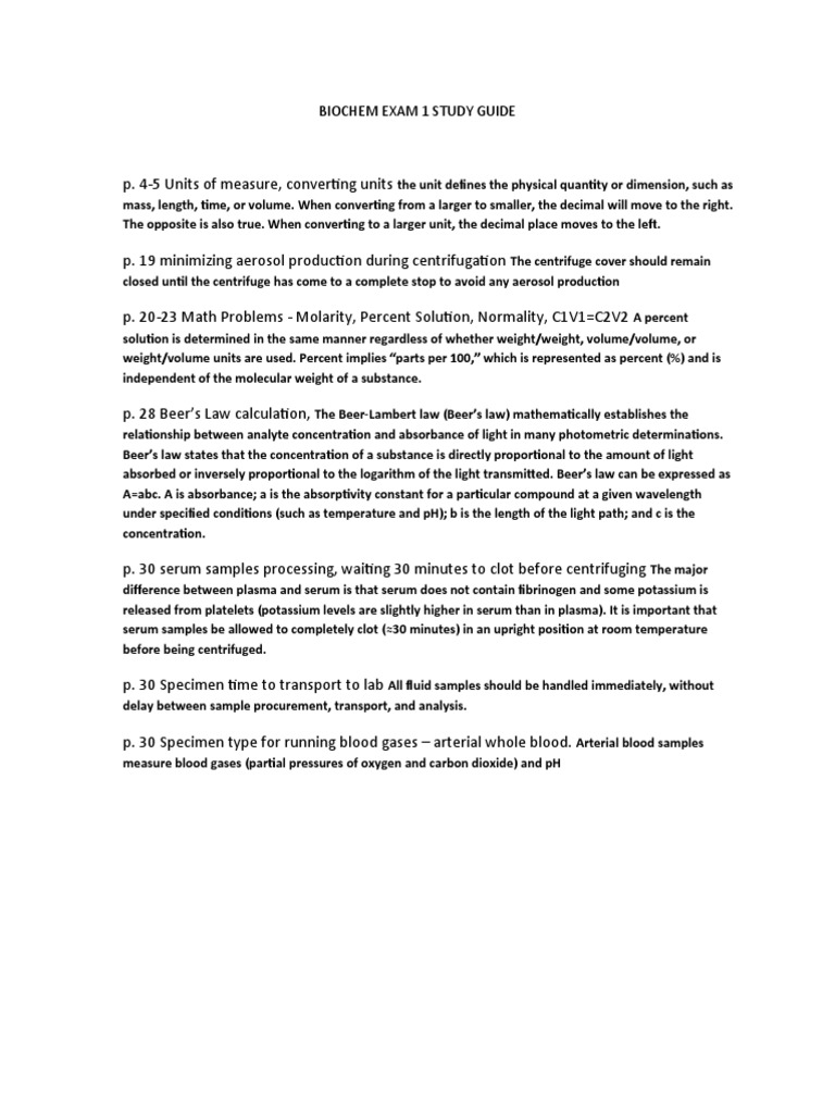 Biochem Exam 1 Study Guide 2022 | PDF