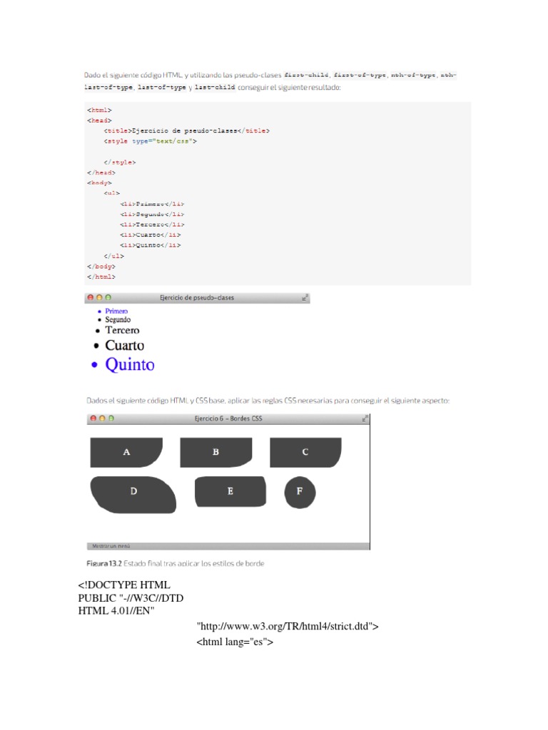 Ejercicios HTML y Css | PDF Ejercicios HTML y Css | PDF