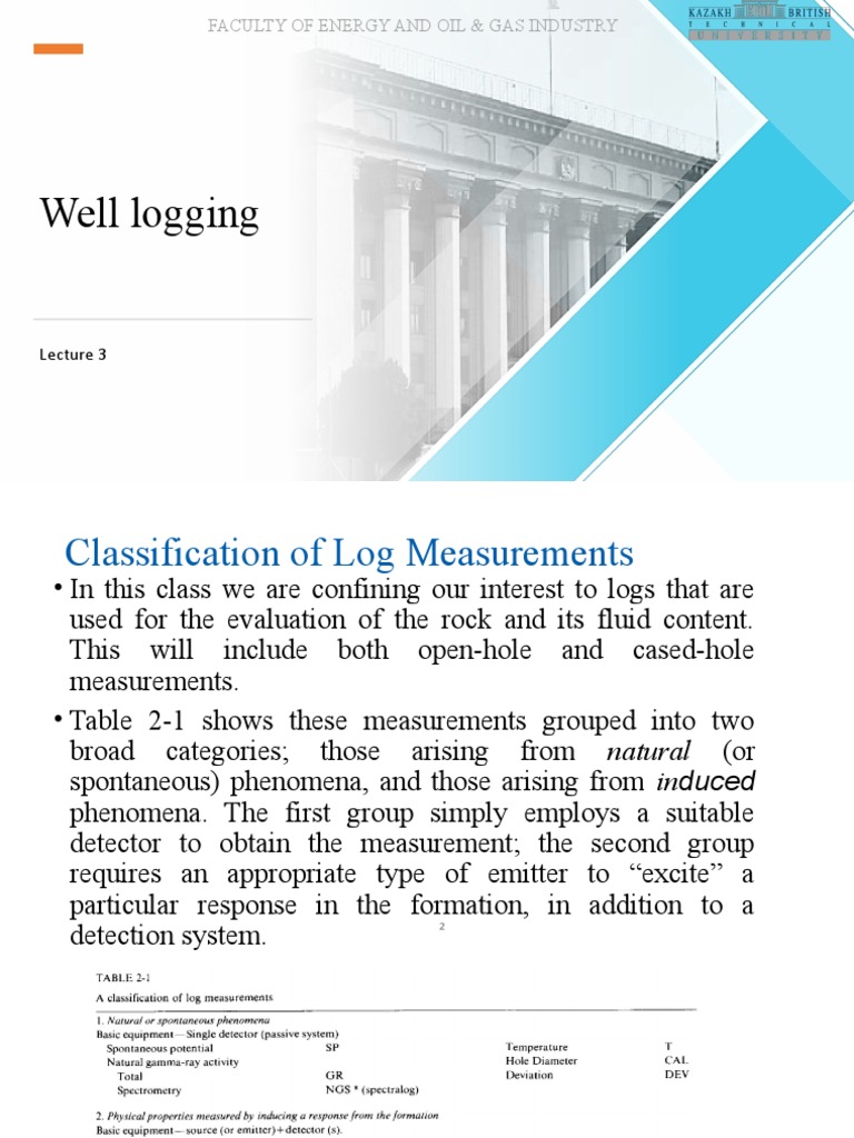 Lecture 3. Logging Techniques and Measurements | PDF | Neutron ...