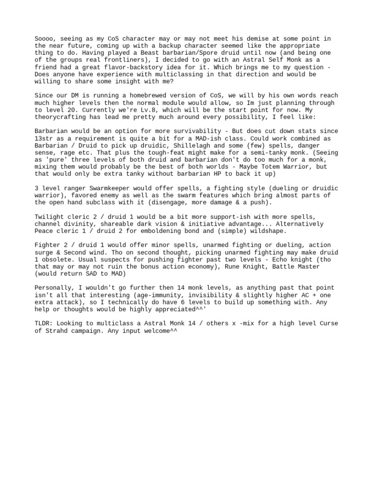 Multiclassing for Astral Monk Build | PDF | Fantasy Role Playing Games ...