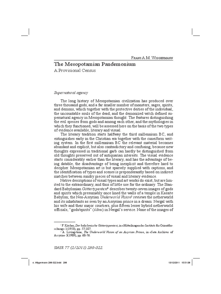 The Mesopotamian Pandemonium | PDF | Deities | Religious Belief And ...