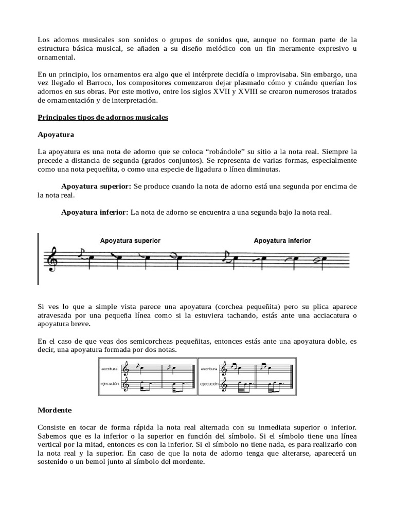 Adornos | PDF | Tecnicas musicales | Elementos de la música
