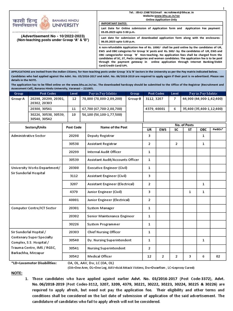 Advt - 10-2022-2023 ( (Non-Teaching Posts Under Group A' & B') | PDF ... Advt - 10-2022-2023 ( (Non-Teaching Posts Under Group A' & B') | PDF ...