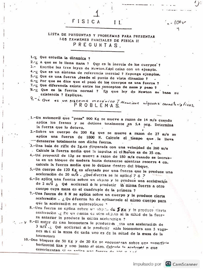 Física Ejercicios de 2do | PDF