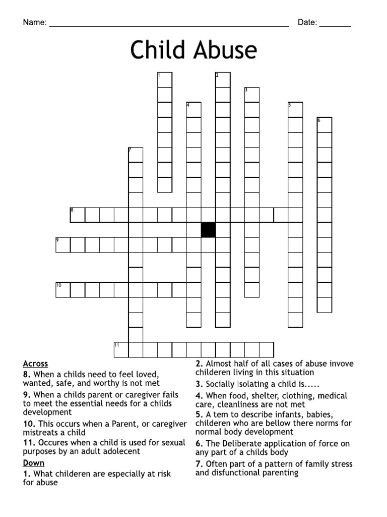 Child Abuse Crossword Puzzle | PDF
