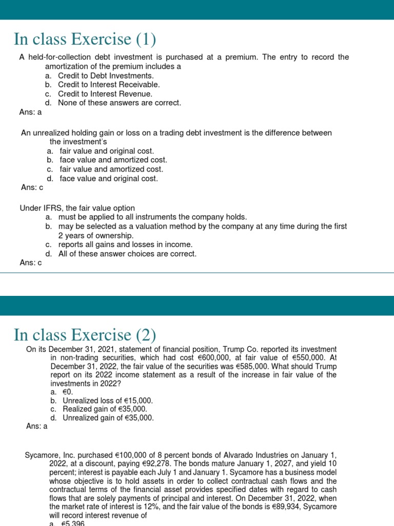 Inclass Exercise Chapter 17 | PDF | Fair Value | Bonds (Finance)