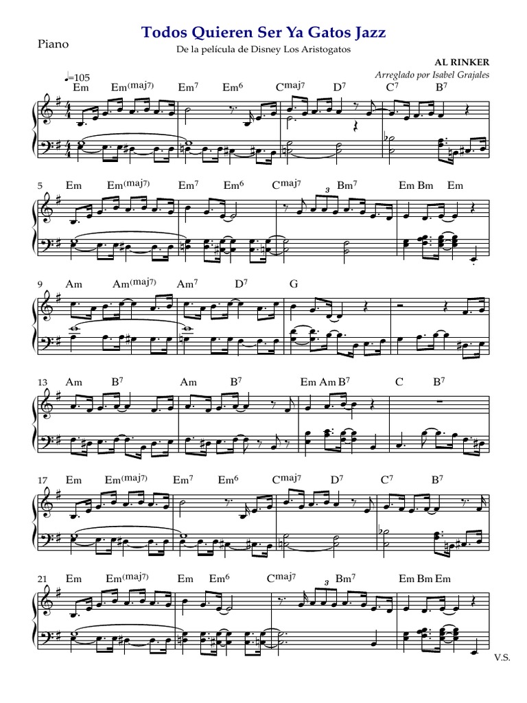 Todos Quieren Ser Ya Gatos Jazz - Piano | PDF