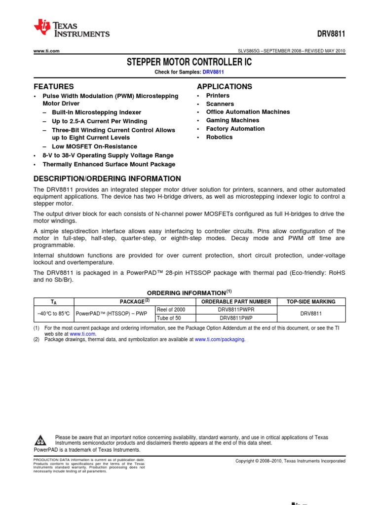 DRV 8811 | PDF | Science & Mathematics