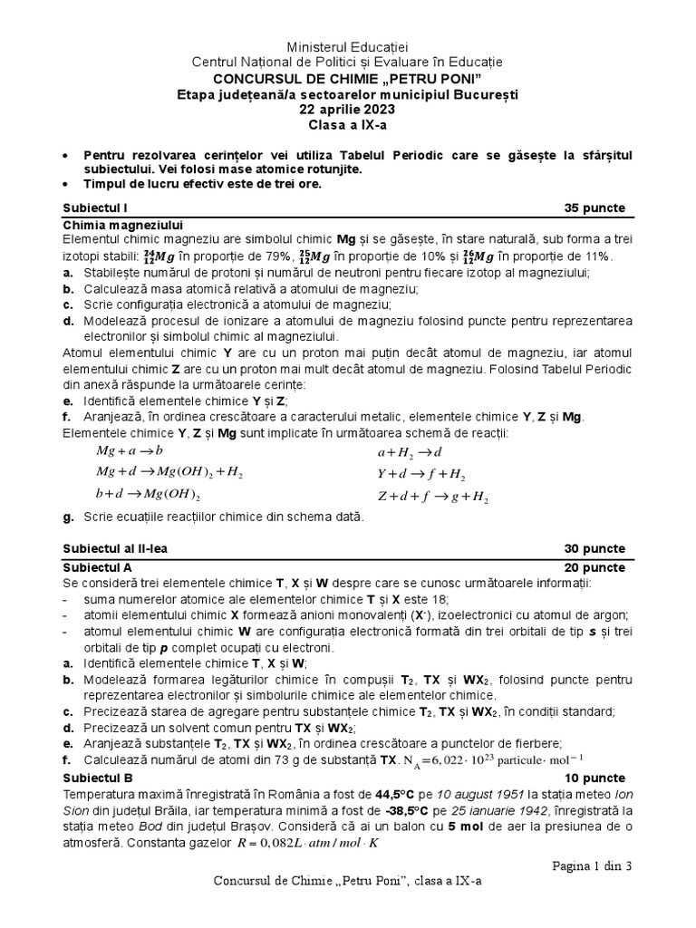 2023 IX Subiect PPoni | PDF