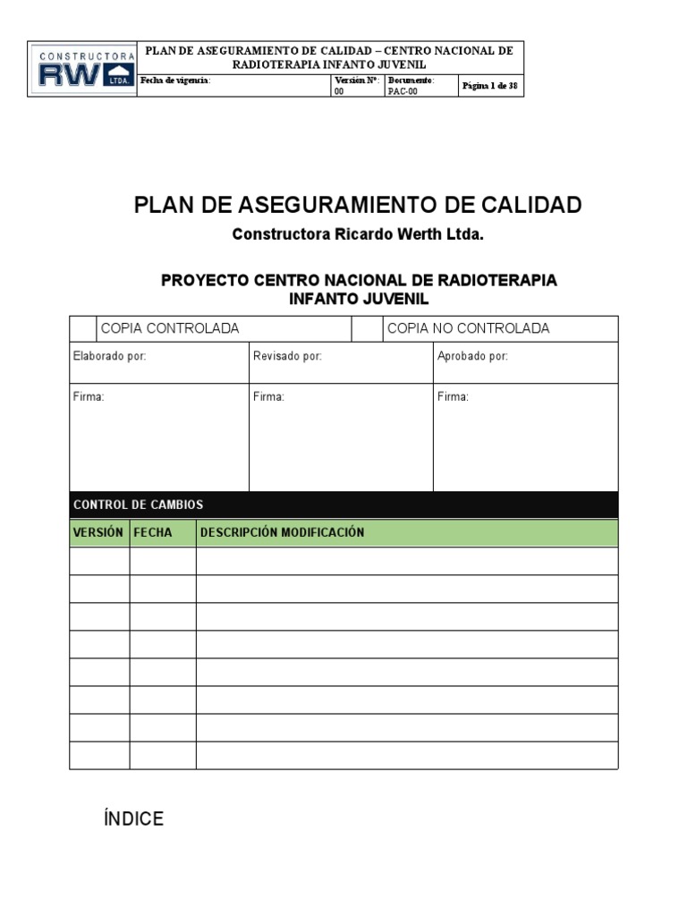 Plan de Aseguramiento de Calidad | PDF