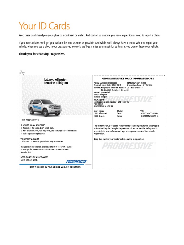 GA Insurance ID Card | PDF | Insurance | Vehicles