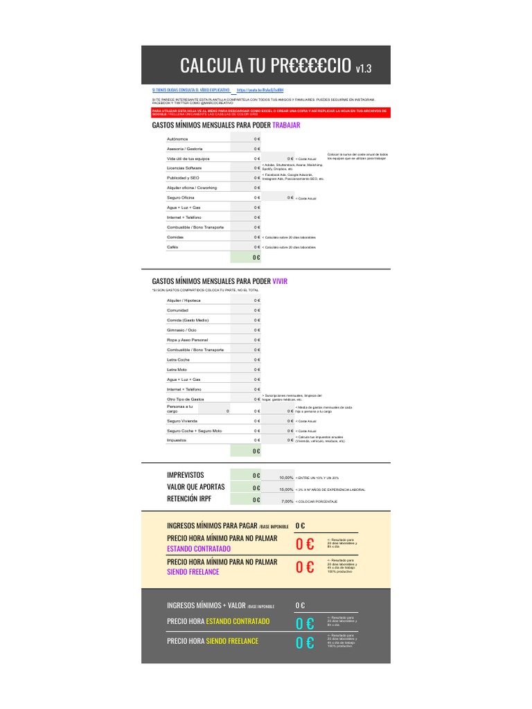 Calcula - Tu - Precio - Marco - Creativo - Calcula - Tu - Precio | PDF