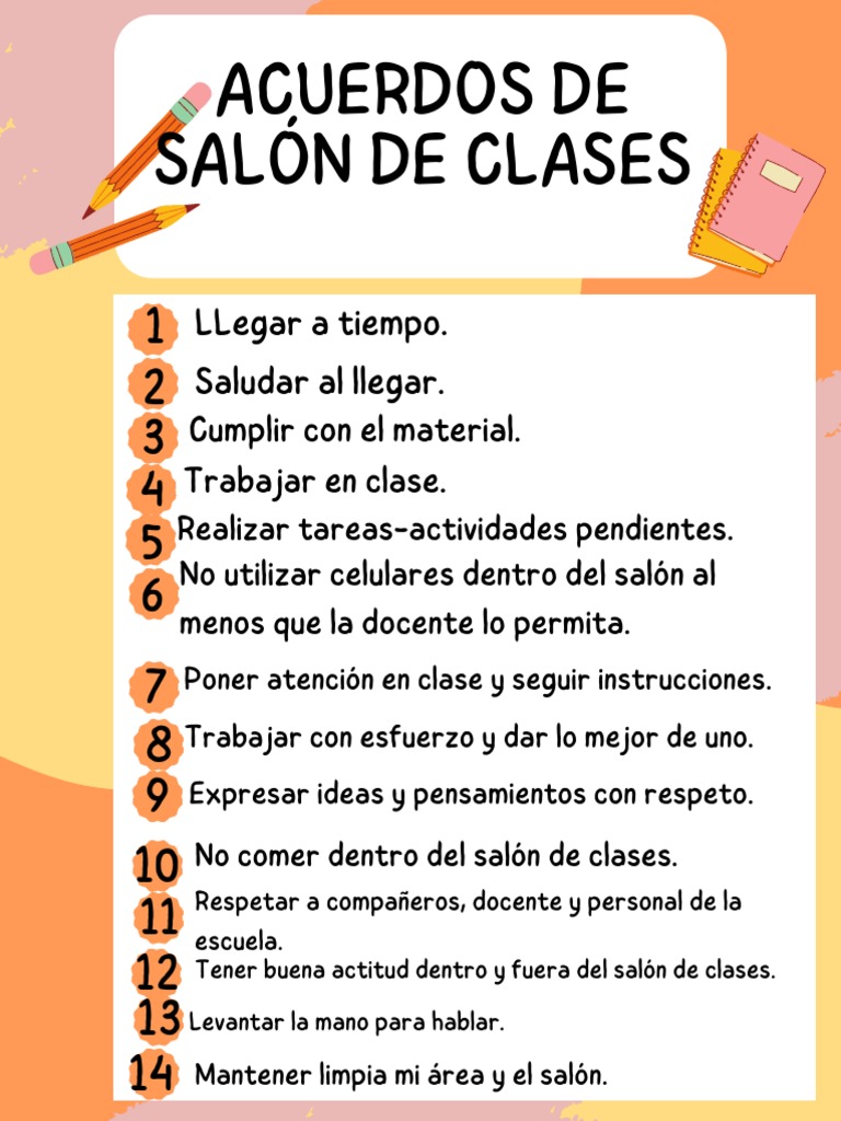 Acuerdos de Salón de Clases: Saludar Al Llegar. Llegar A Tiempo | PDF
