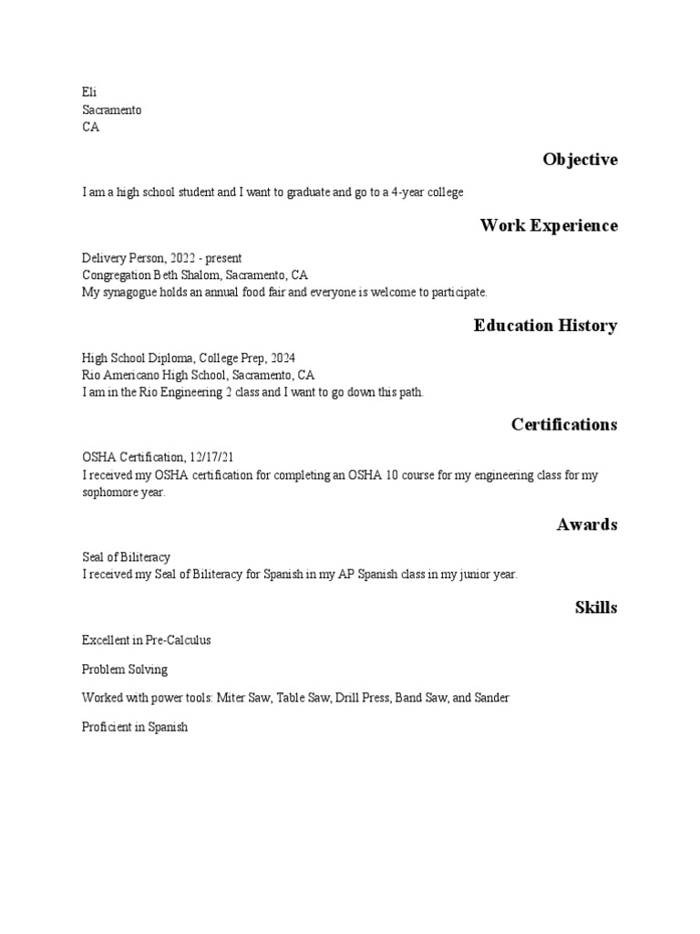Resume - Eli Swatt Resume | PDF