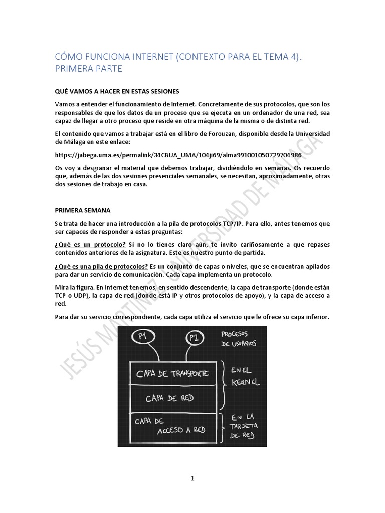 CÓMO FUNCIONA INTERNET (CONTEXTO PARA EL TEMA 4) Parte1 | PDF | Red de computadoras | Protocolos ...