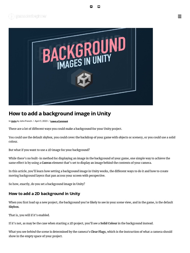How To Add A Background Image In Unity Game Dev Beginner Download Free Pdf Camera 