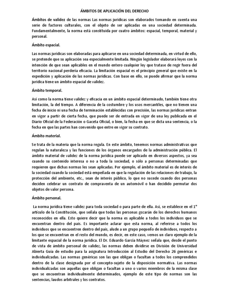 Ámbitos de Aplicación del Derecho | PDF | Finanzas y dinero | Ciencias ...