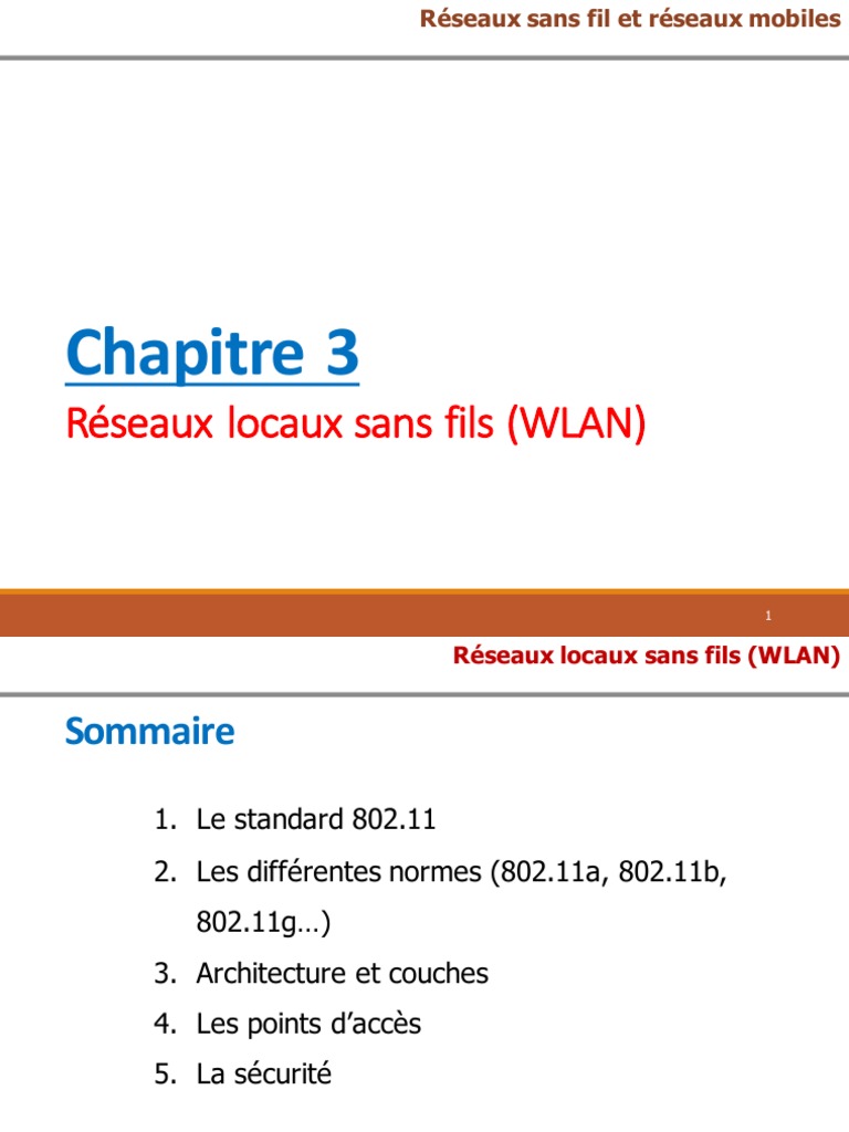 Chapitre3 WLAN | PDF | Wi-Fi | IEEE 802.11